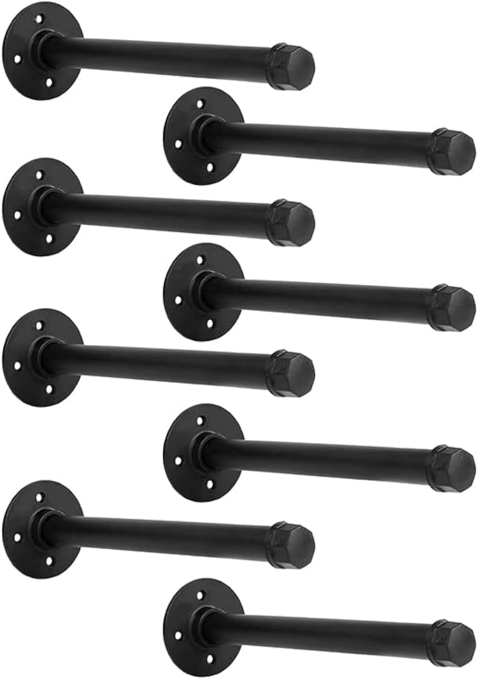 12 Inch Industrial Pipe Shelf Brackets Set of 8 - Black Iron Rustic ...