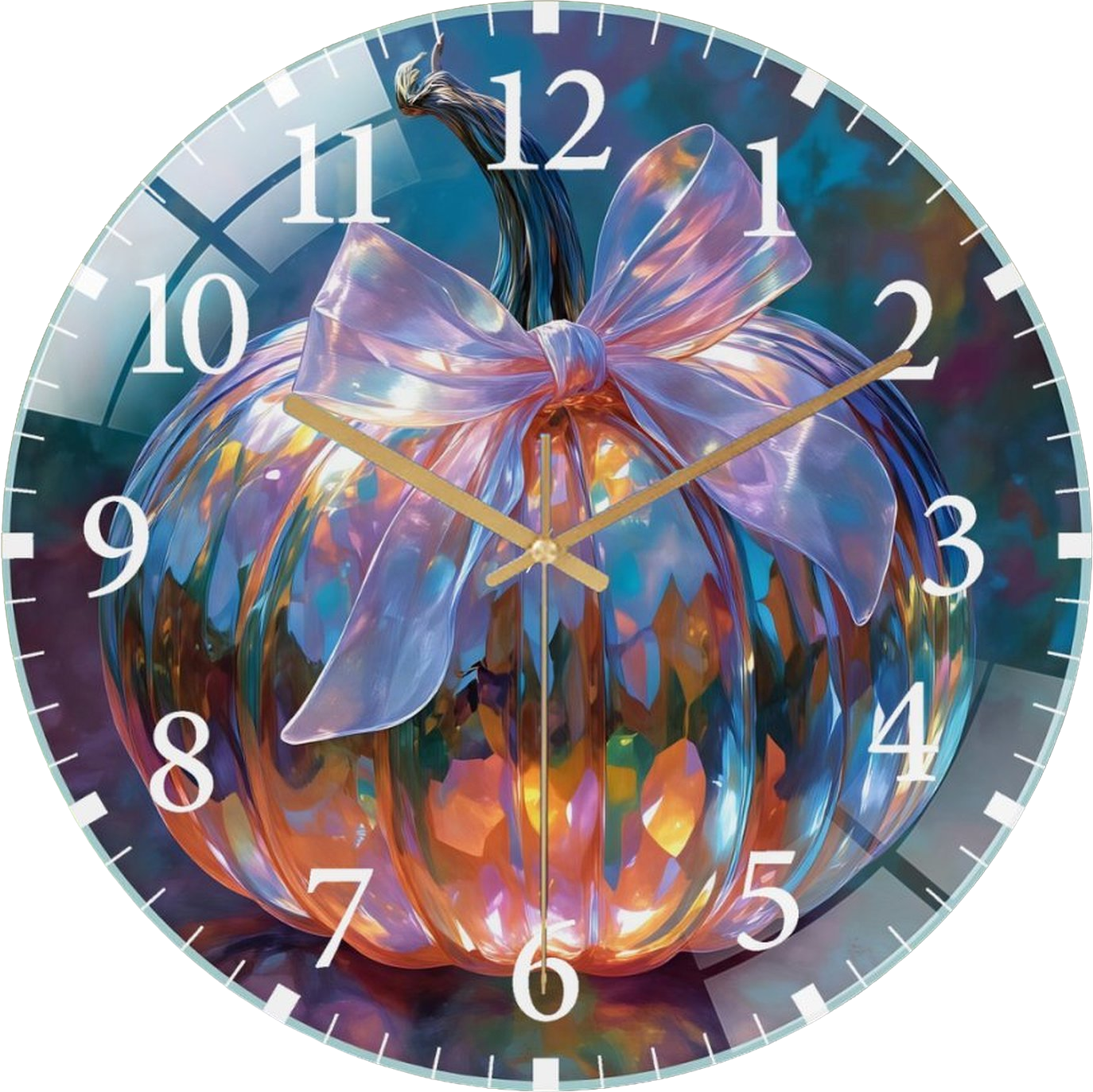 12 Inch Iridescent Look Pumpkin Glass Wall Clock, Cute Fall Home Decor ...