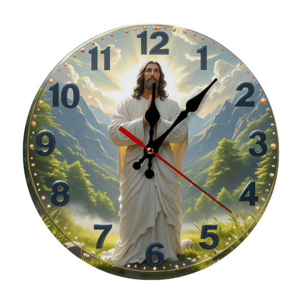 12-Inch Jesus Christ Design Wall Clock - Silent Movement, 2D Flat Style ...