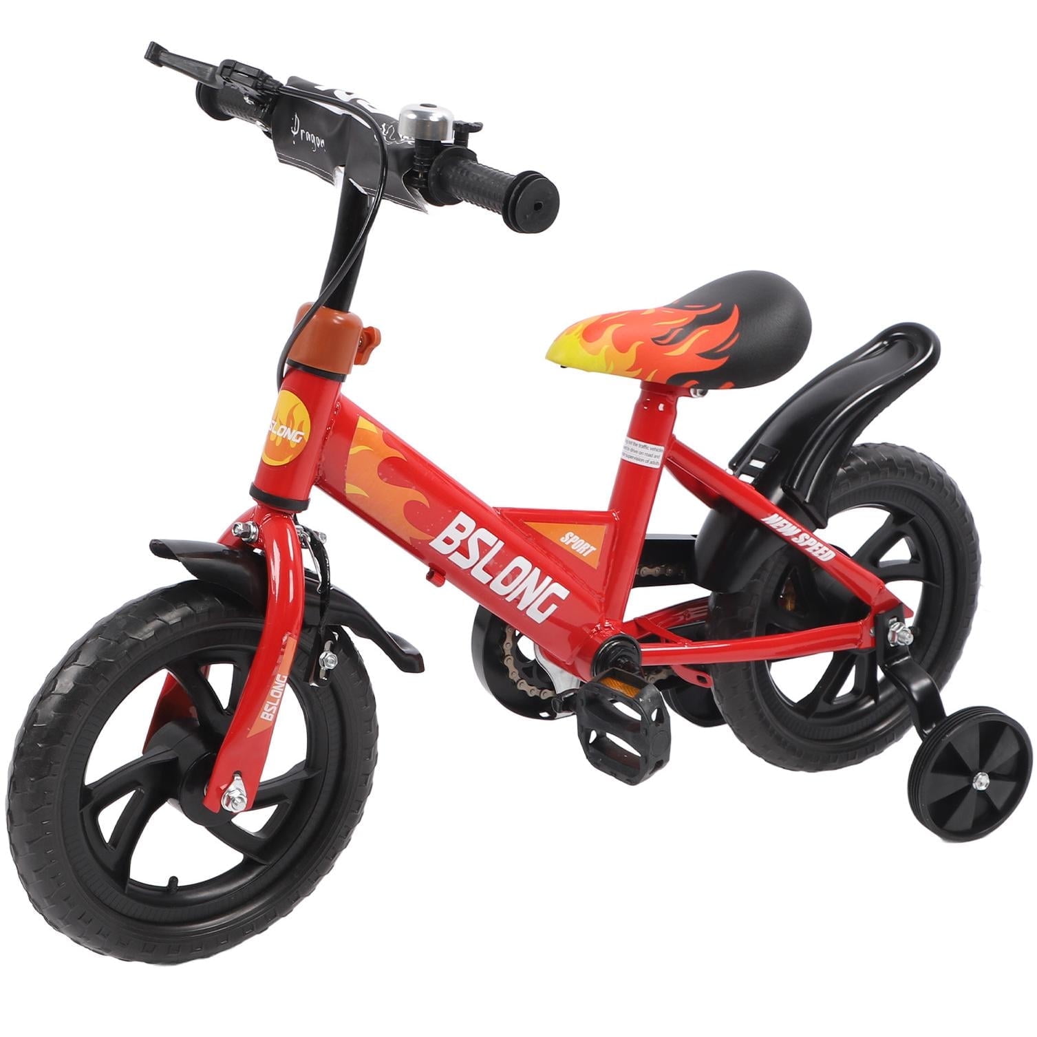 Eotvia 12 inch Kids Balance Bike with Training Wheels, Pedals, 3 Year ...