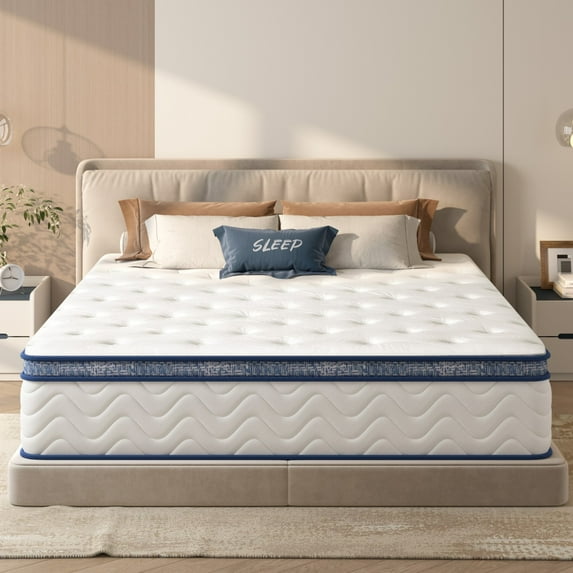 12 Inch King Mattress,Hybrid Mattress in a Box with Memory Foam ...