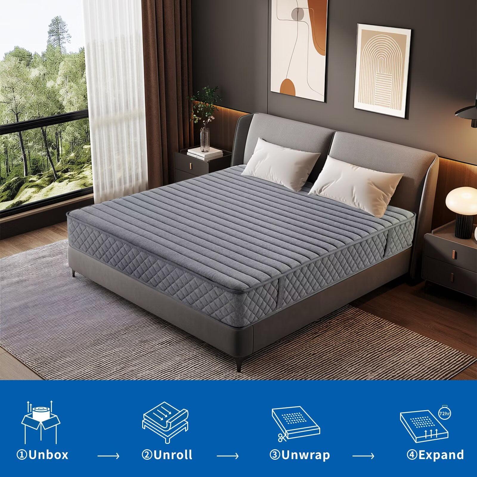 12 Inch King Mattress, Mattress in a Box for Motion Isolation & Body ...