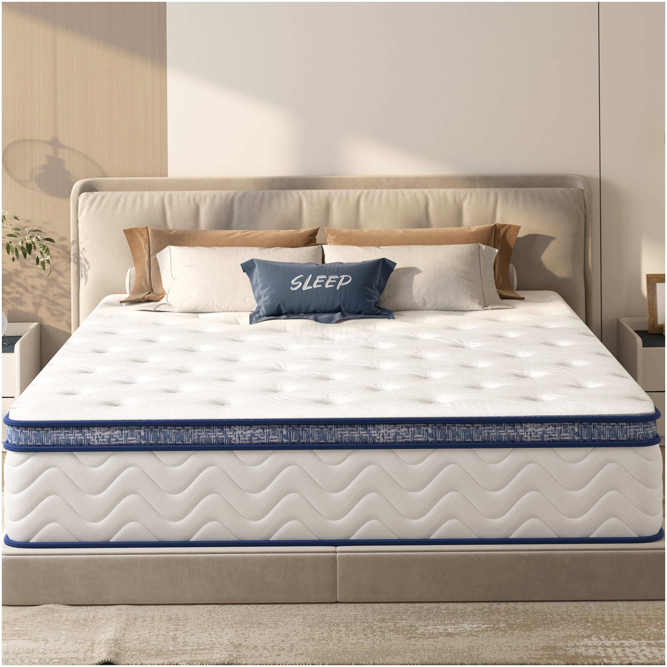 12 Inch King Size Hybrid Cooling Mattress, Medium Firm Support with ...