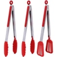 12 Inch Kitchen Tongs Set of 3, Cooking Tongs with Silicone Tips and ...