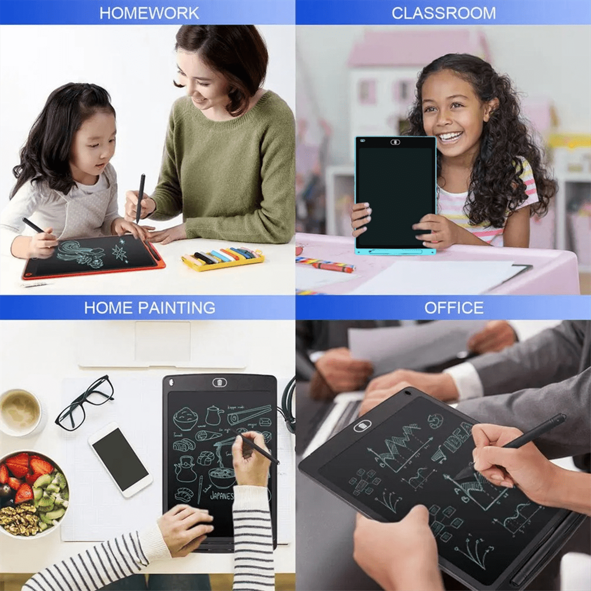 12 Inch LCD Writing Board Drawing Board Color Graffiti Board for Kids ...