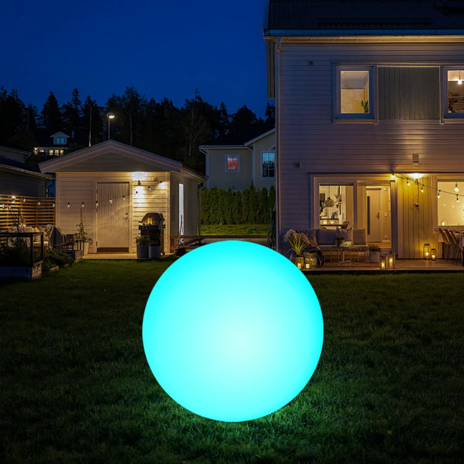 12-Inch LED Ball Light, Solar Rechargeable Globe Light Color Changing ...