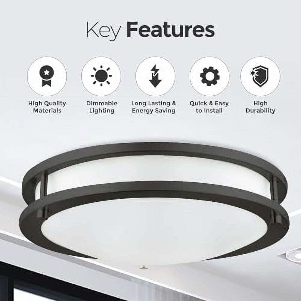 12 Inch LED Flush Mount Ceiling Light Fixture, 20W Dimmable Pendant ...