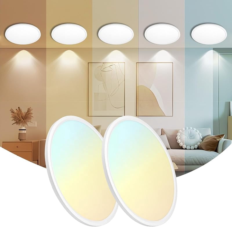 12 Inch LED Flush Mount Ceiling Light Fixture with Night Light, 2700K ...