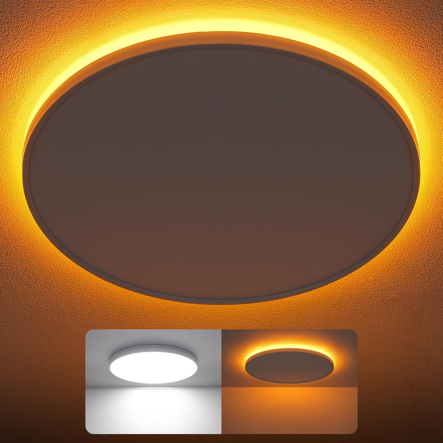 12 Inch LED Flush Mount Ceiling Light Fixture with Night Light, 24W ...