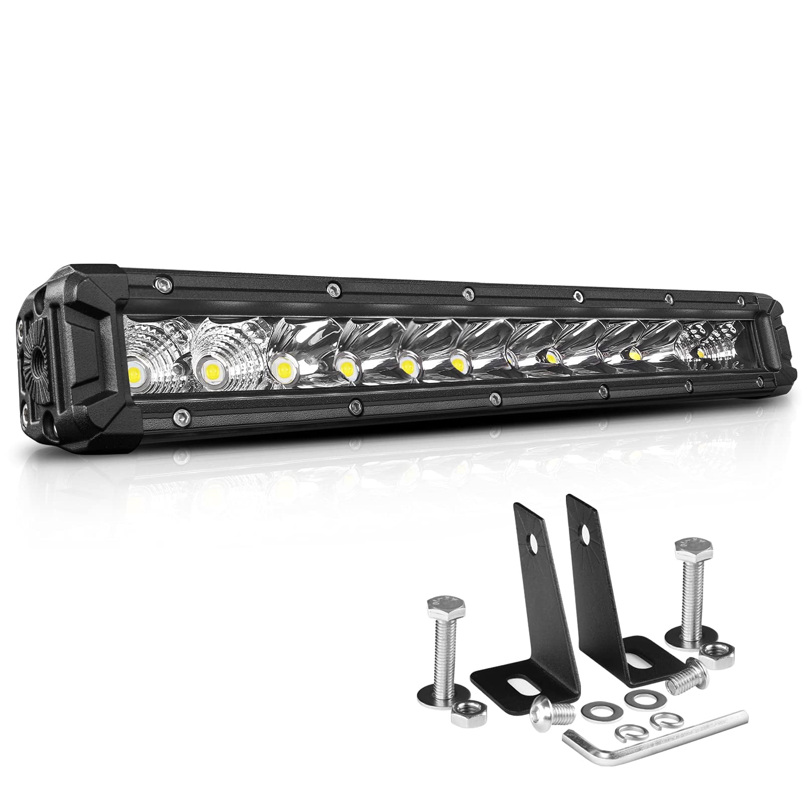 12 Inch LED Light OIF8 Bar Single Row Flood Spot Beam Combo 12v Offroad ...