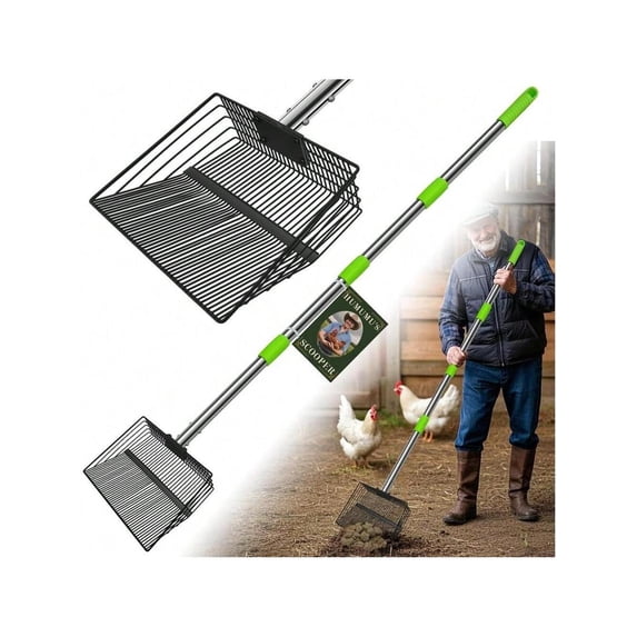 12-Inch Large Chicken Manure Shovel – Stainless Steel Handle, Dual ...