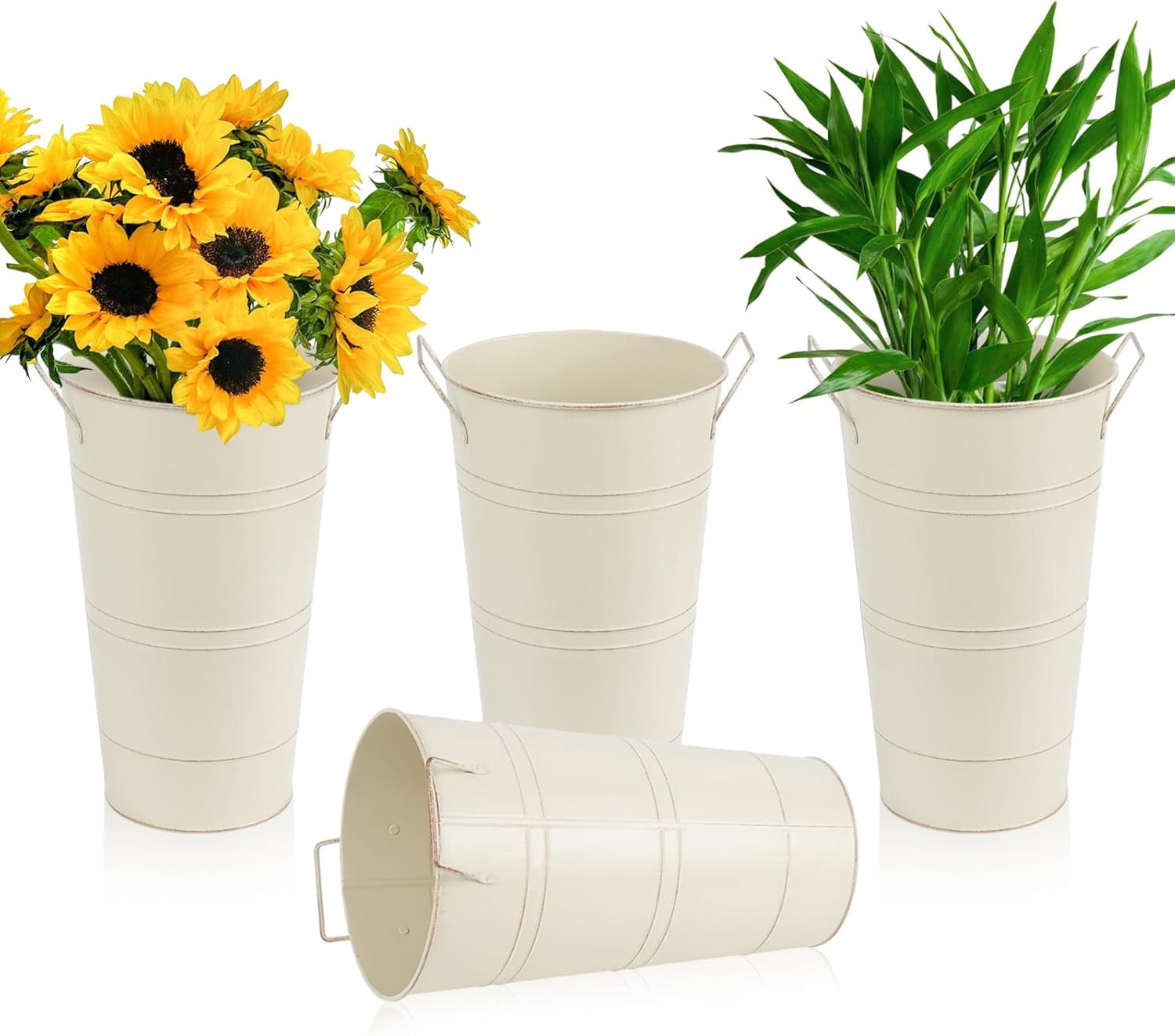 12 Inch Large Galvanized Metal Vases Farmhouse French Flower Bucket ...