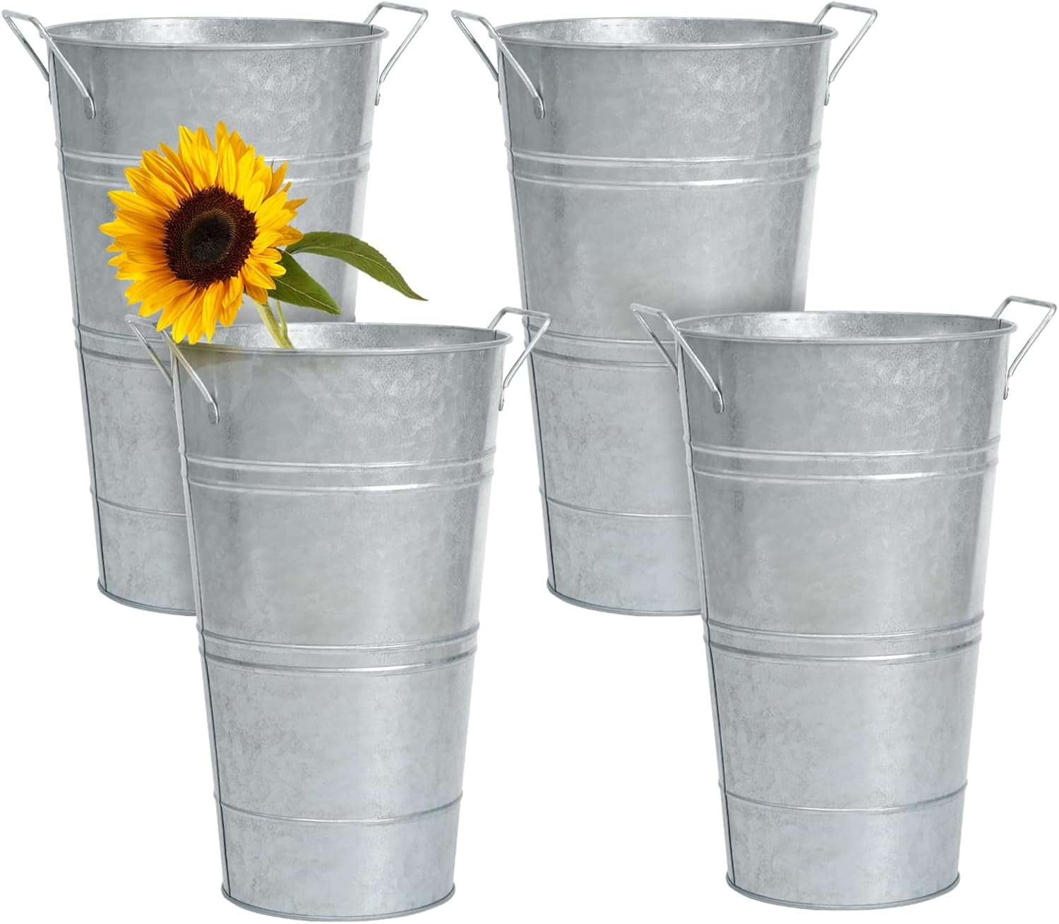 12 Inch Large Galvanized Metal Vases Farmhouse French Flower Bucket ...