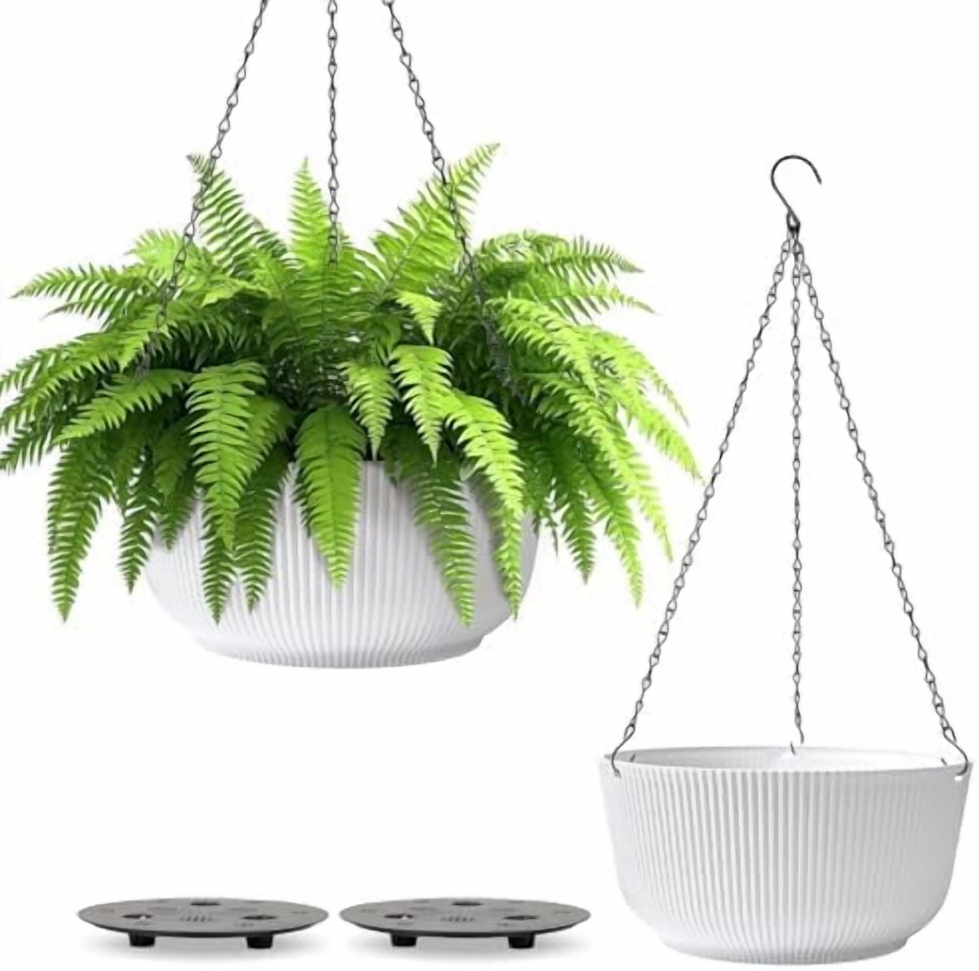 12 Inch Large Hanging Planters for Outdoor Plants, 2 Pack Self Watering ...