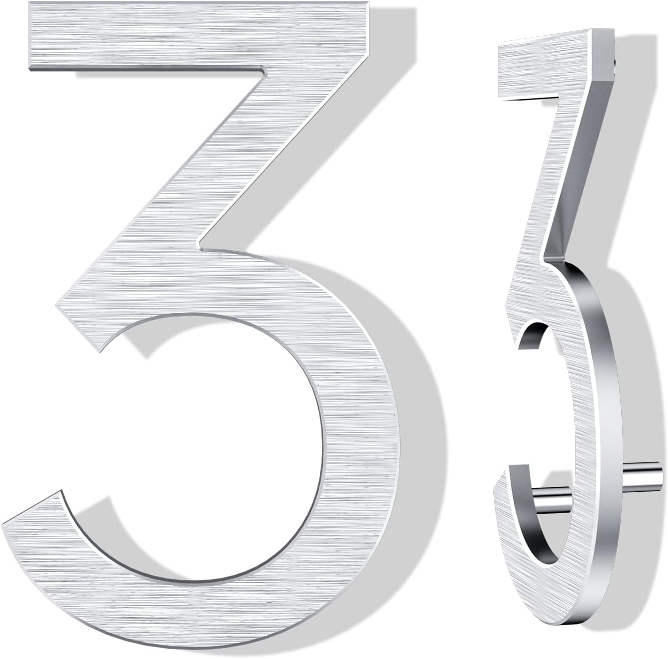 12 Inch Large Modern House Numbers for Outside, Silver Metal Home ...