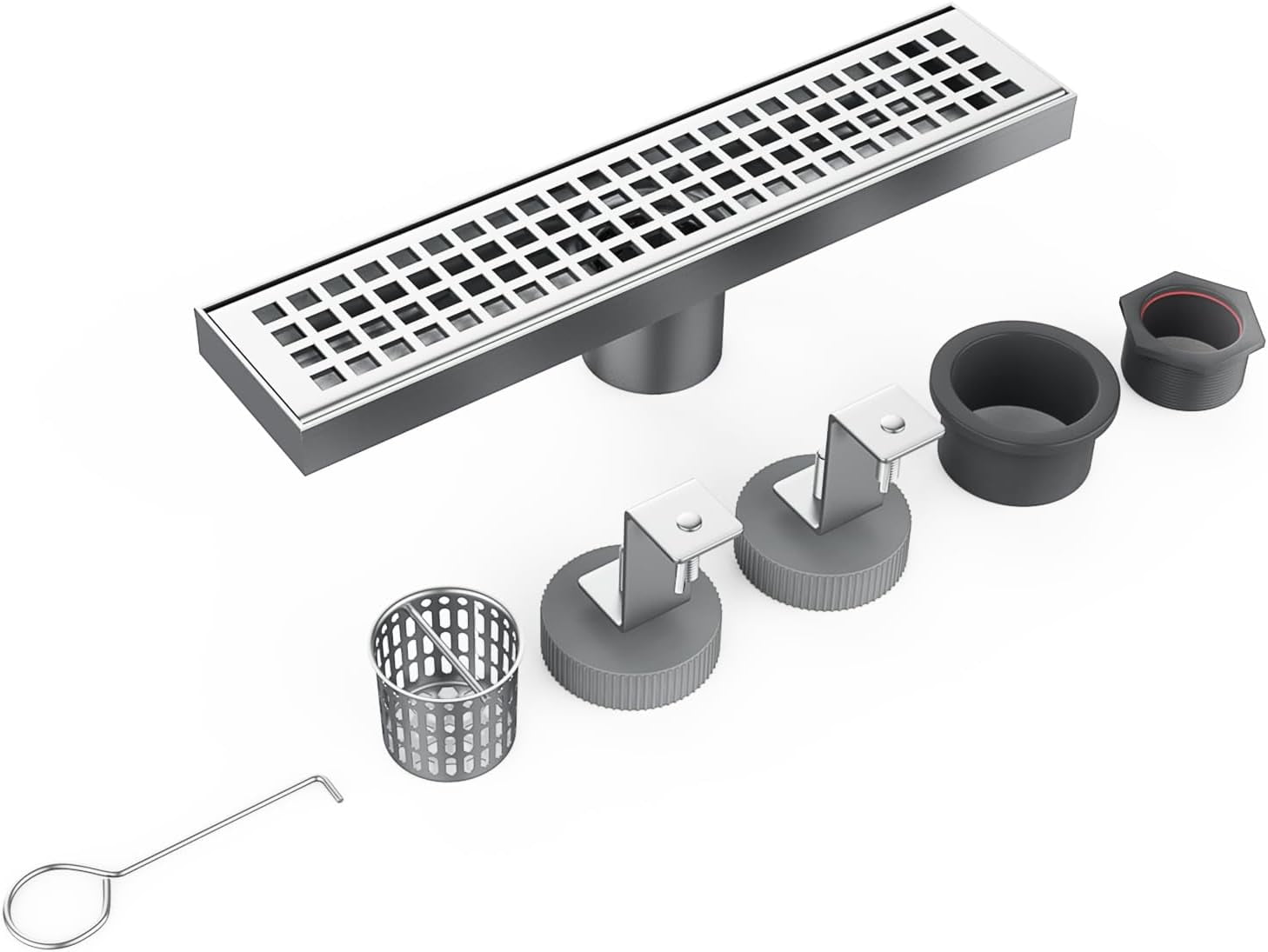 12 Inch Linear Shower Drain, Brushed Nickel Shower Floor Drain, High ...