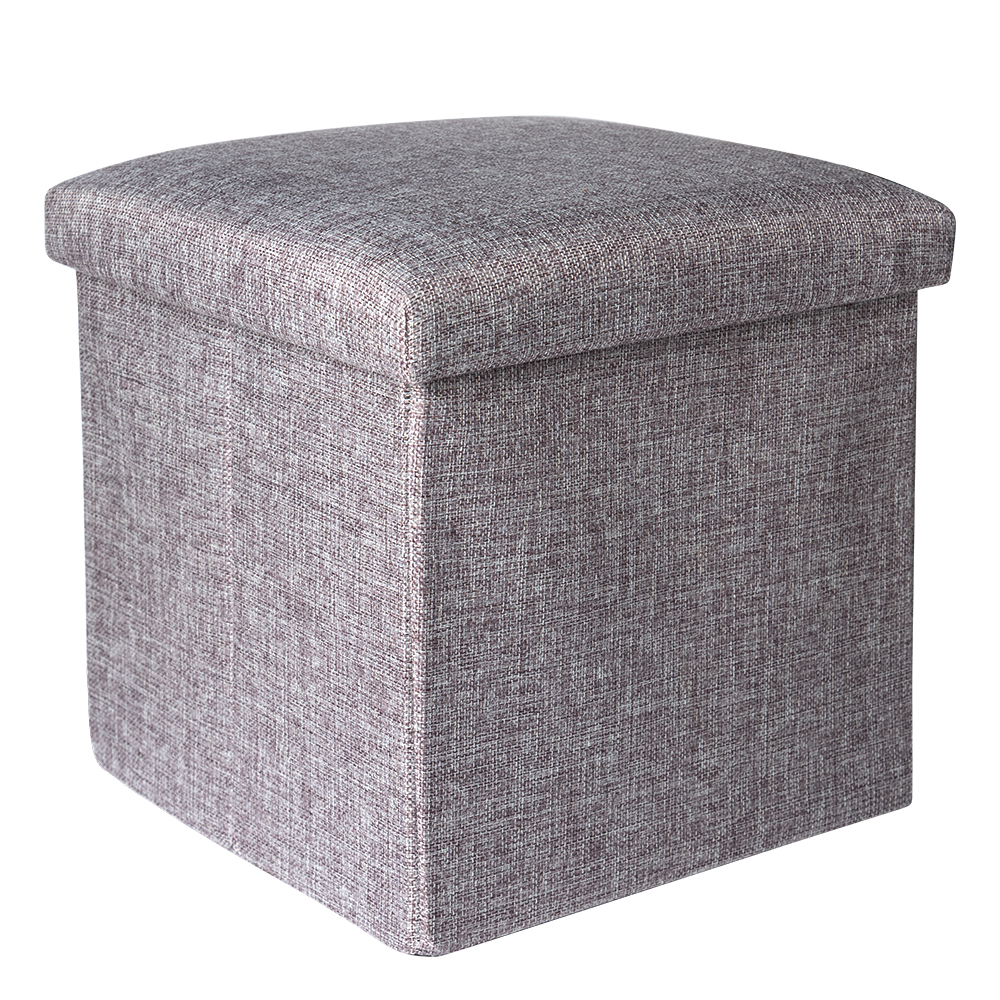 Ornavo Home Foldable Tufted Linen Storage Ottoman Cube Foot Rest Stool ...