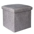 12 Inch Linen Storage Ottoman Cube, Collapsible Footrest Stool with ...
