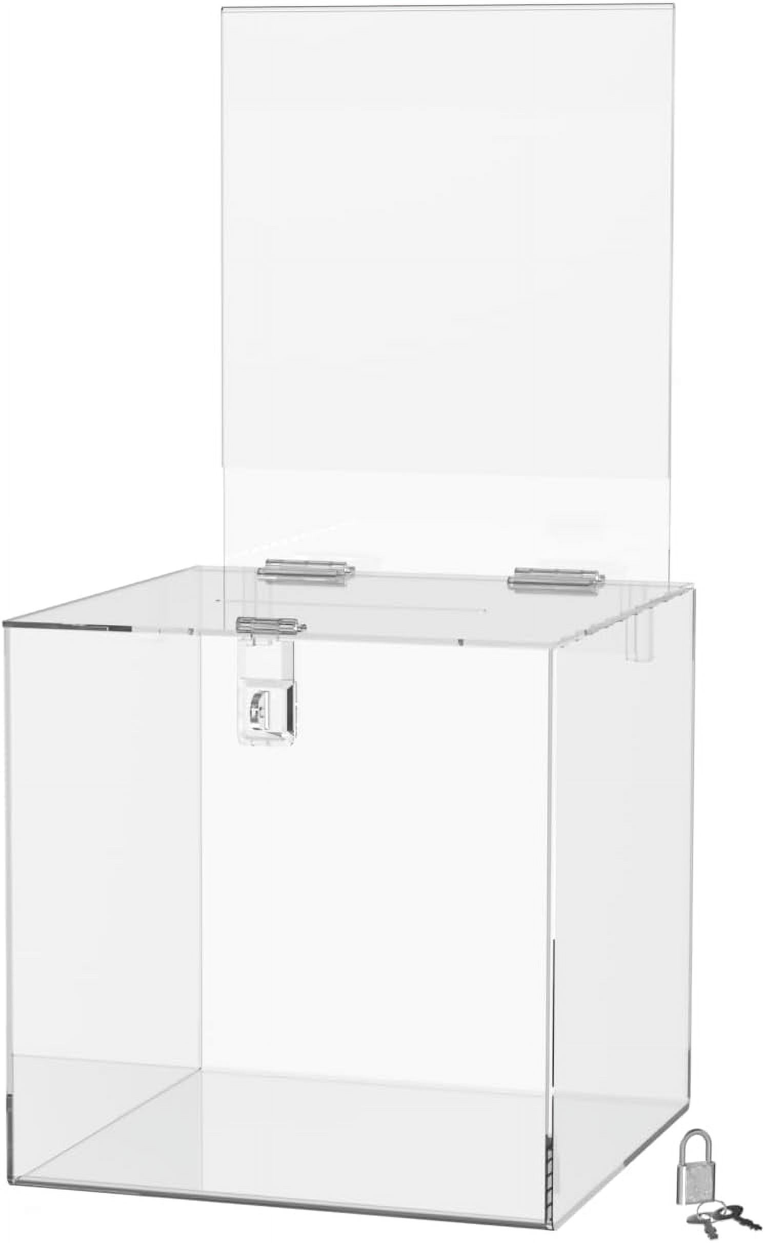 12 Inch Locking Ballot Box with Removable 8.5" x 11" Header Sign Holder ...