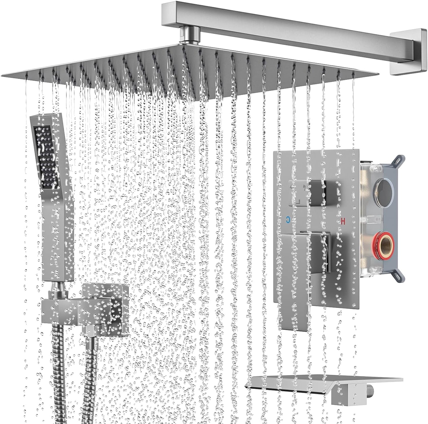 12 Inch Luxury Shower System, High Pressure Shower Heads, Handheld ...