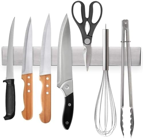 12 Inch Magnetic Knife Strip, Premium Stainless Steel Wall Mounted ...