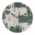 12 Inch Marble Texture Wall Clock, Green Gary Watercolor Modern Art ...