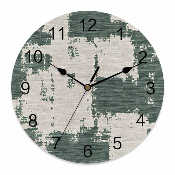 12 Inch Marble Texture Wall Clock, Green Gary Watercolor Modern Art ...