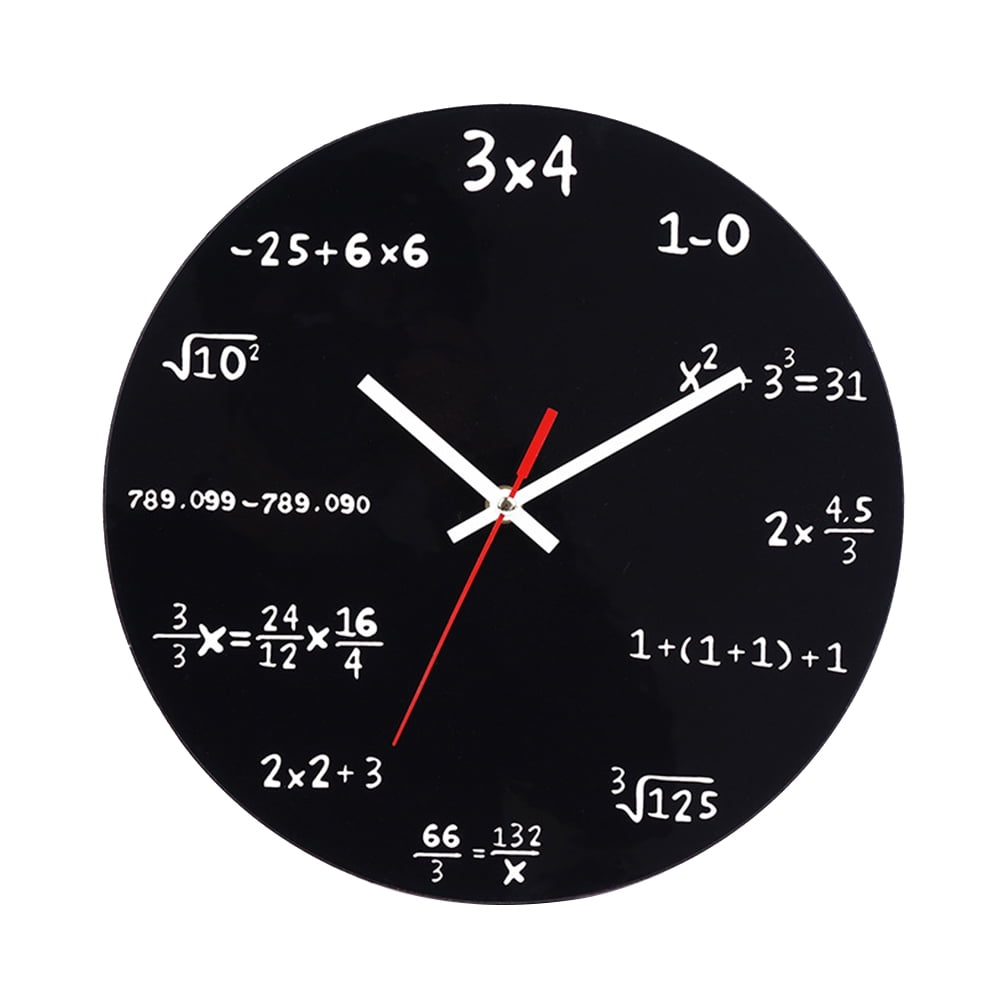 12 Inch Math Wall Clock - Silent Non-Ticking Wooden Clock with ...