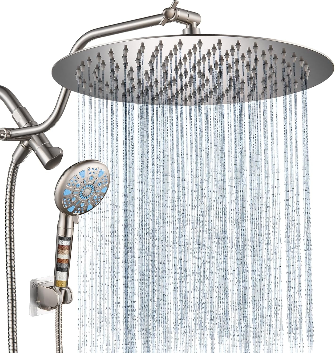 12 Inch All Metal Rain Shower Head, Dual Shower Heads with Handheld ...