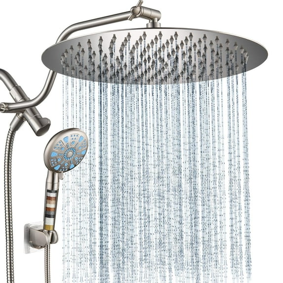 12 Inch All Metal Rain Shower Head, Dual Shower Heads with Handheld ...