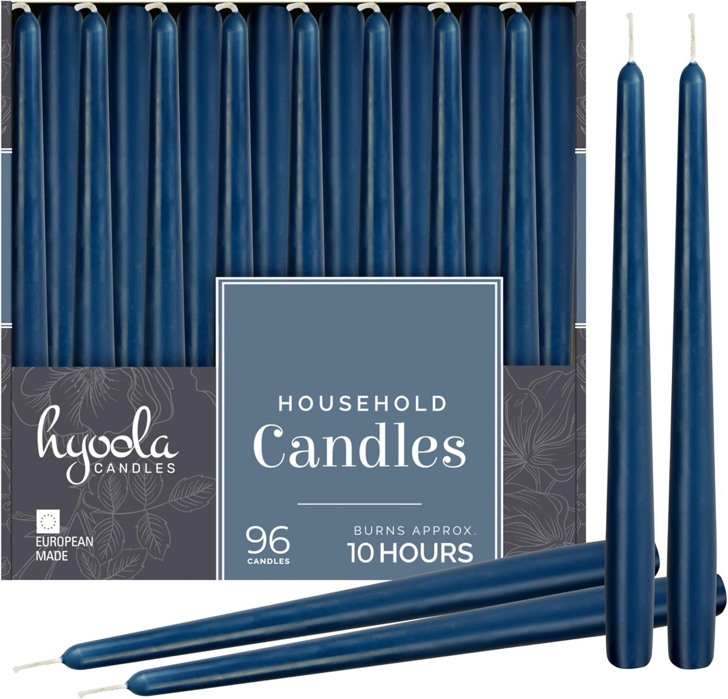 12 Inch Midnight Blue Unscented Dripless Taper Candles - Tall Taper ...