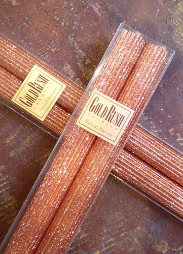 12 Inch Natural Beeswax Glitter Candles, Copper Color, Boxed Set of 2 ...