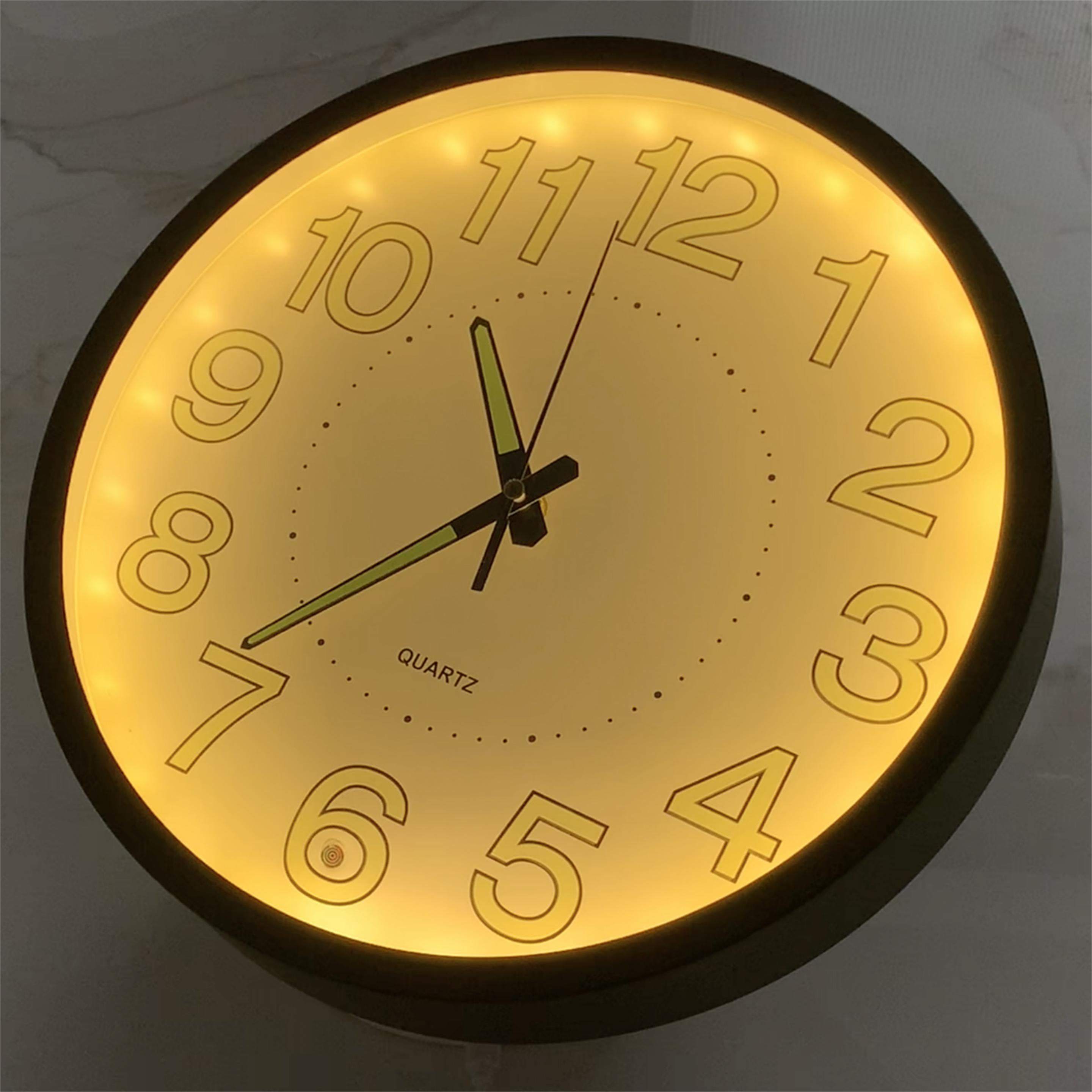 12 Inch Night Light Wall Clock for Bedroom - Silent Lighted up Wall ...