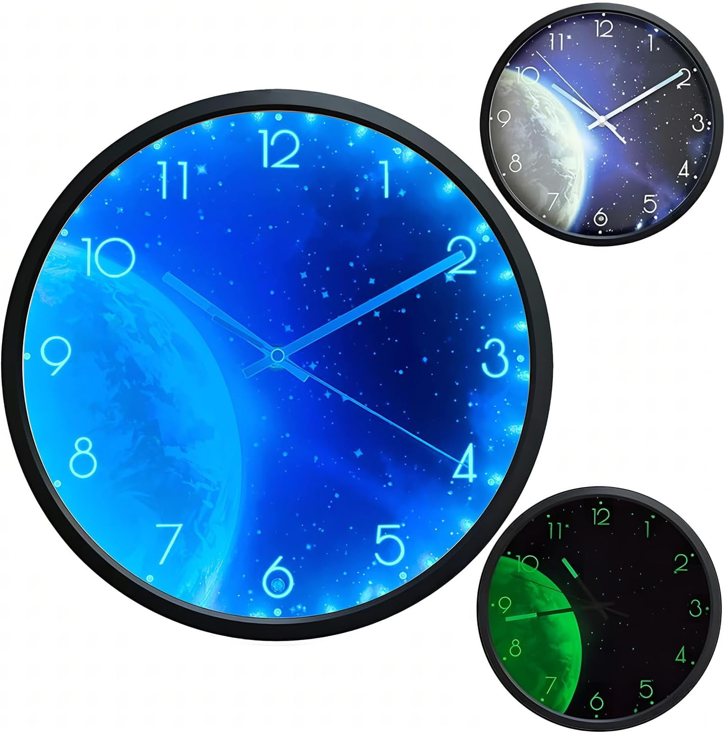 12 Inch Night Light Wall Clock, Silent Battery-Operated LED Wall Clocks ...