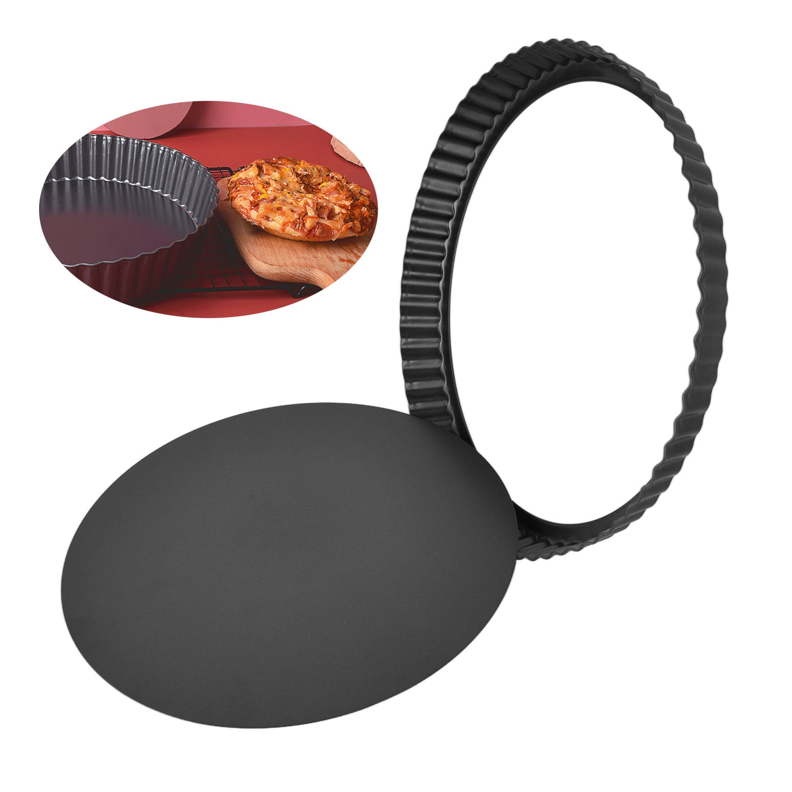 12-Inch Nonstick Tart Pan With Removable Bottom Deep Carbon Steel ...