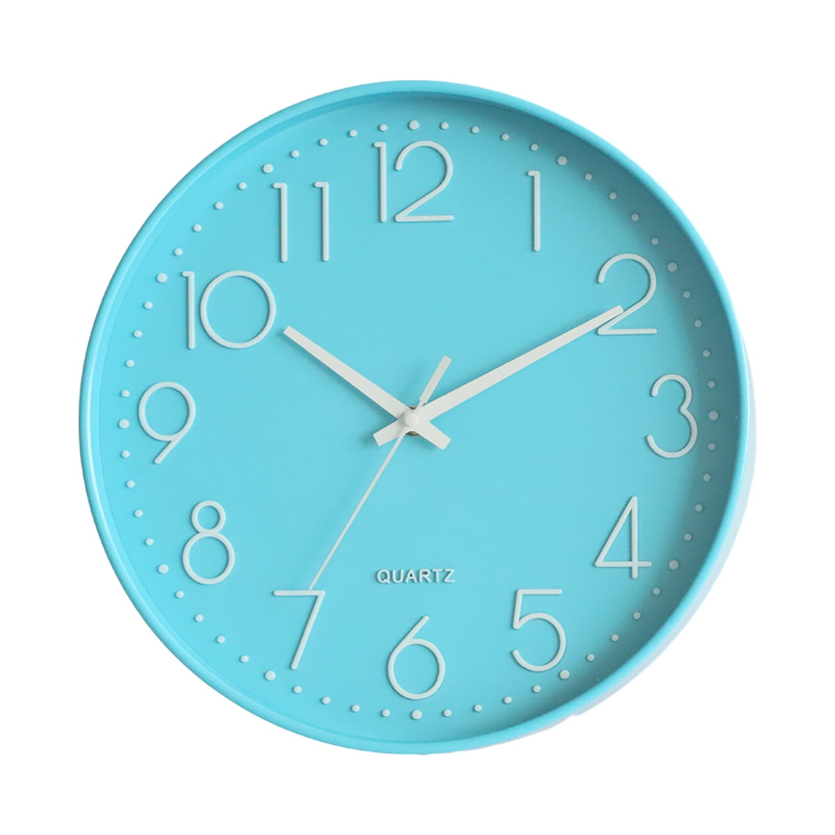 12 Inch Number Dial Face Modern Wall Clock, Silent Non-Ticking Round ...