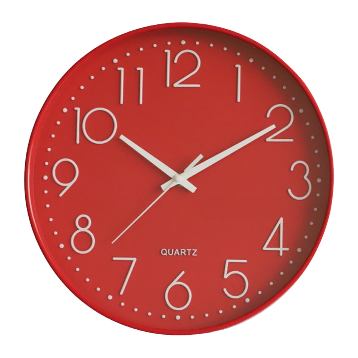12 Inch Number Dial Face Modern Wall Clock, Silent Non-Ticking Round ...
