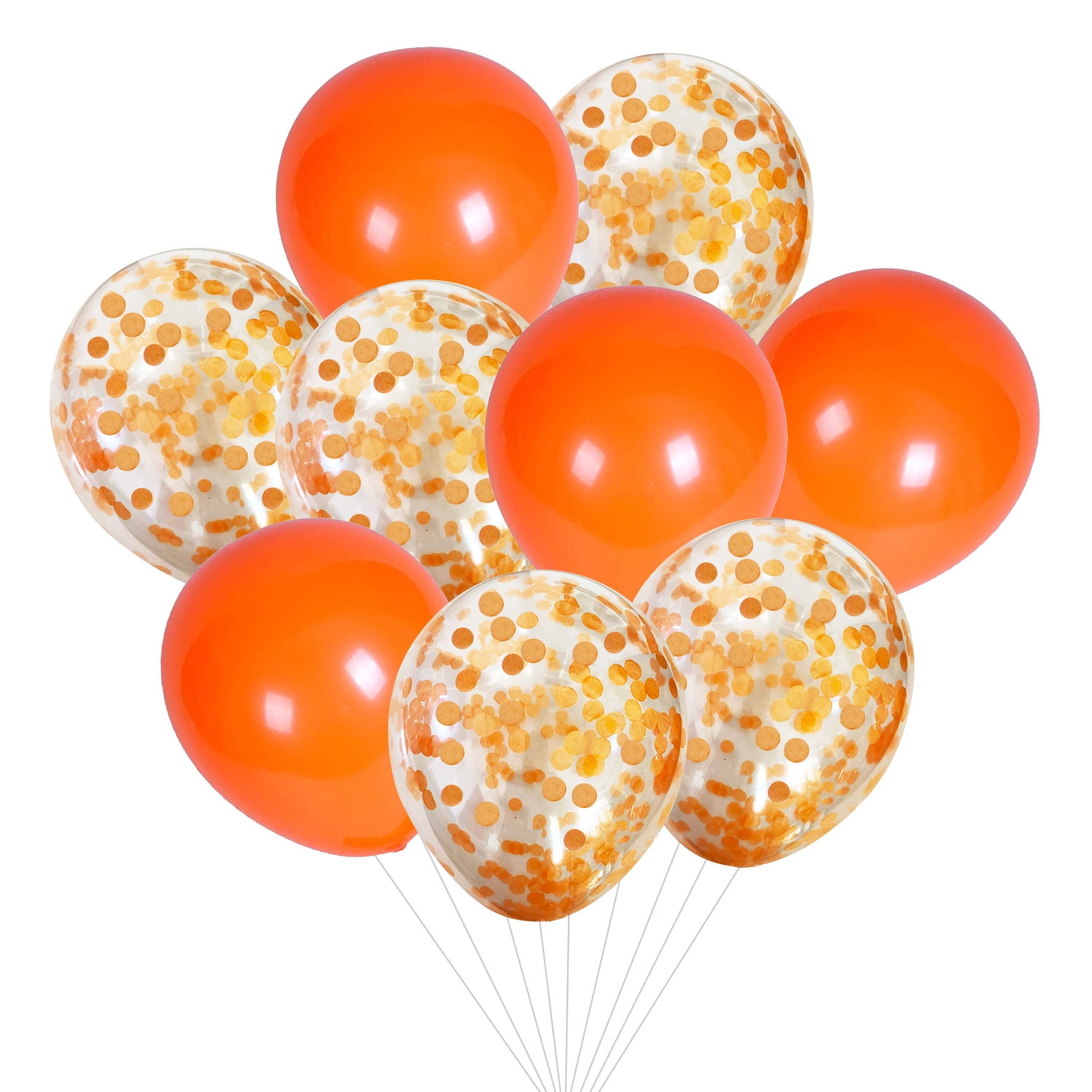 12 Inch Orange Confetti Latex Balloons with Ribbon for Parties ...