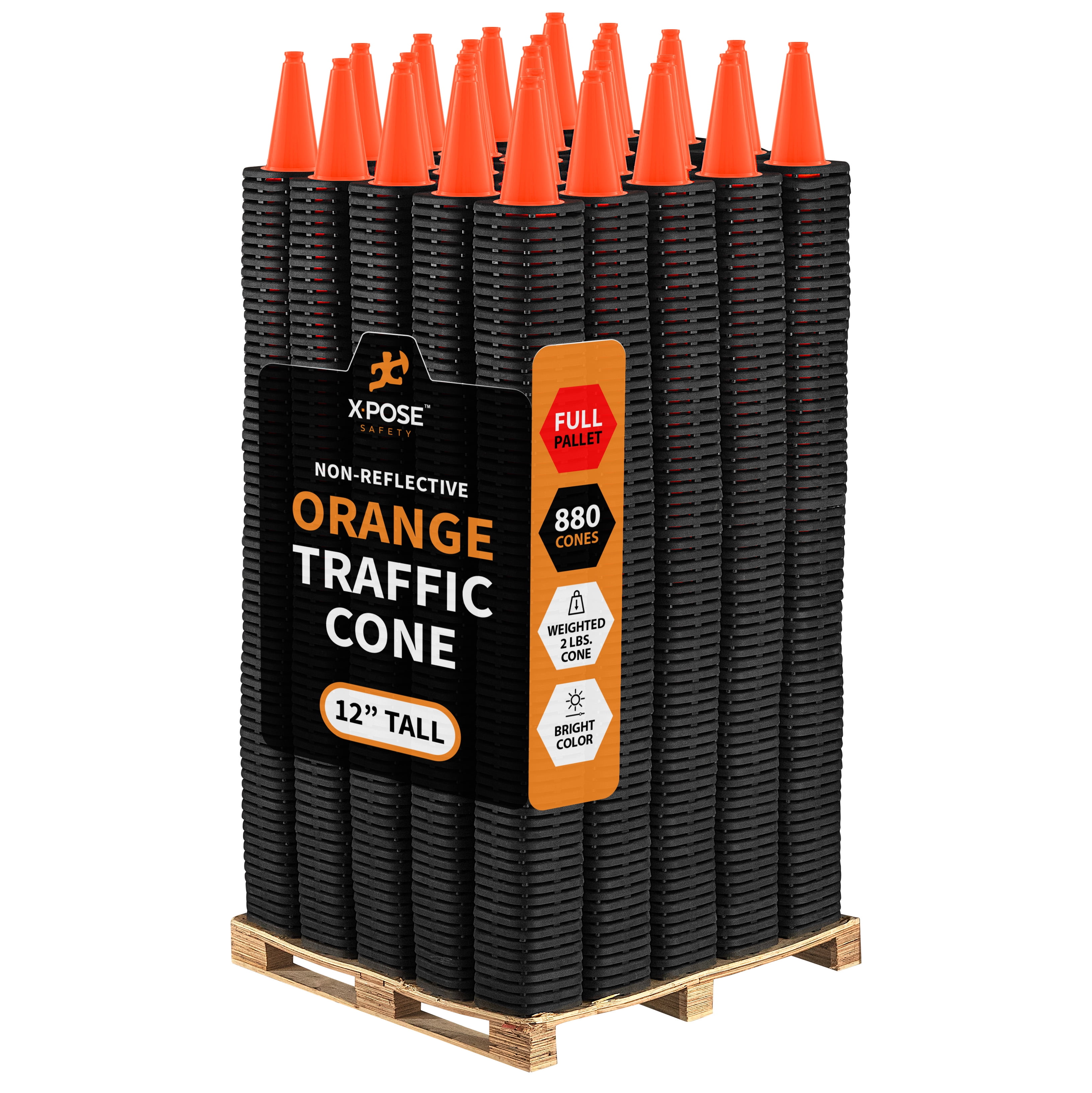 12 Inch Orange Traffic Cones, Full Pallet 880-Cones - Multipurpose PVC ...