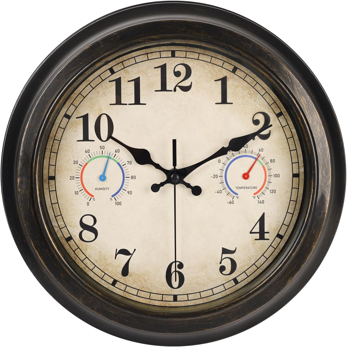 12 Inch Outdoor Clock with Thermometer and Hygrometer Combo, Waterproof ...