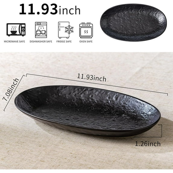 Oval Serving Platter 12-Inch Premium Ceramic Set with Matte Finish ...