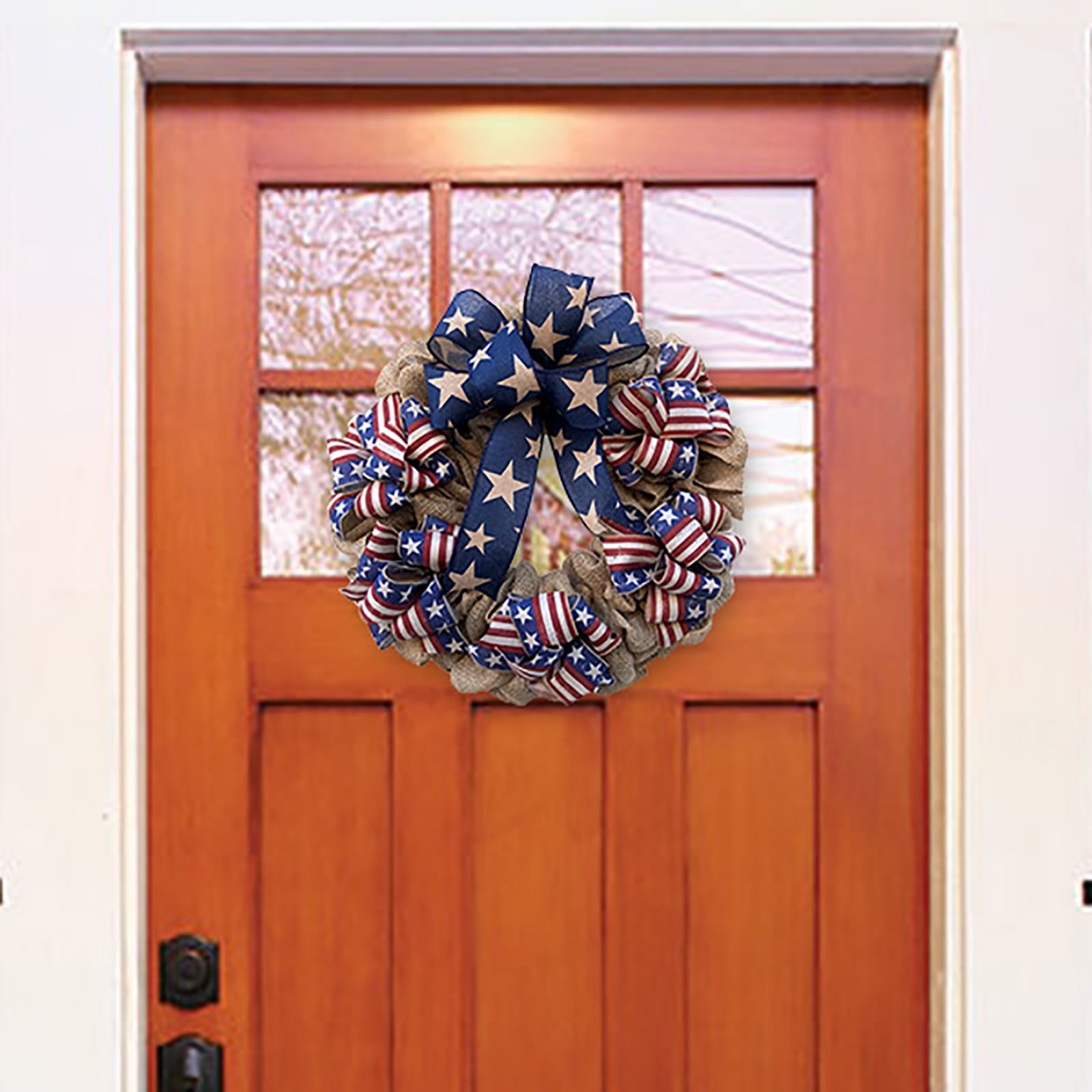 12 Inch Patriotic Burlap Wreath, 4th of July Summer Burlap Stripe and ...