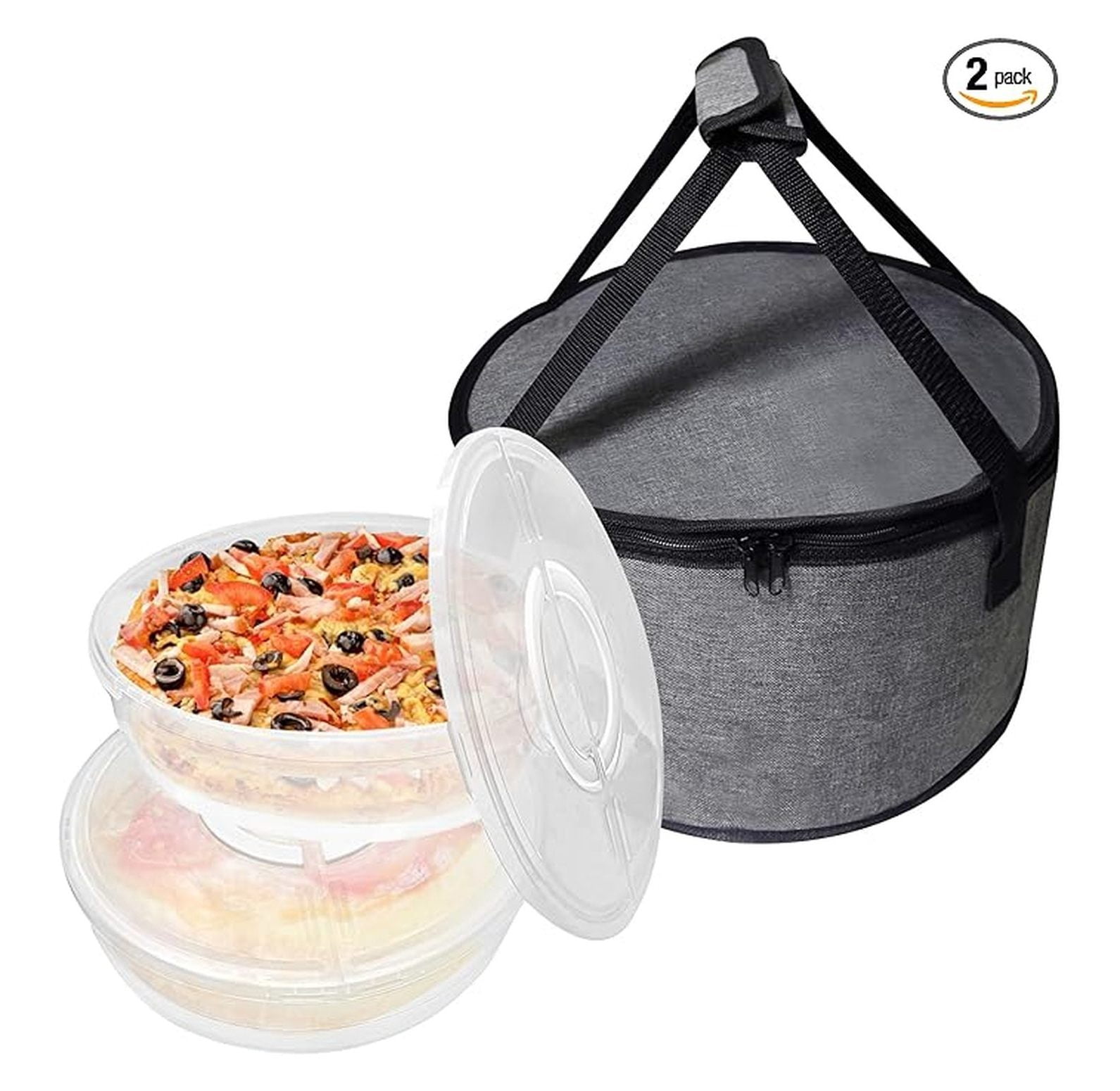 12 Inch Pie Carrier 2 Pack with Lid & Insulated Bag, Food Storage ...