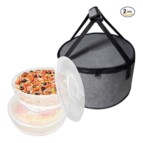 12 Inch Pie Carrier 2 Pack with Lid & Insulated Bag, Food Storage ...