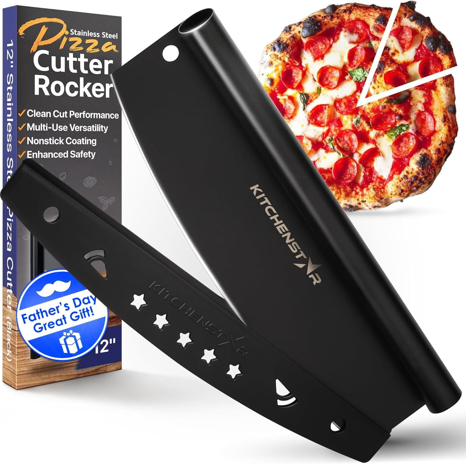 12-Inch Pizza Cutter Rocker Blade - Sharp Stainless Steel Slicer Knife ...