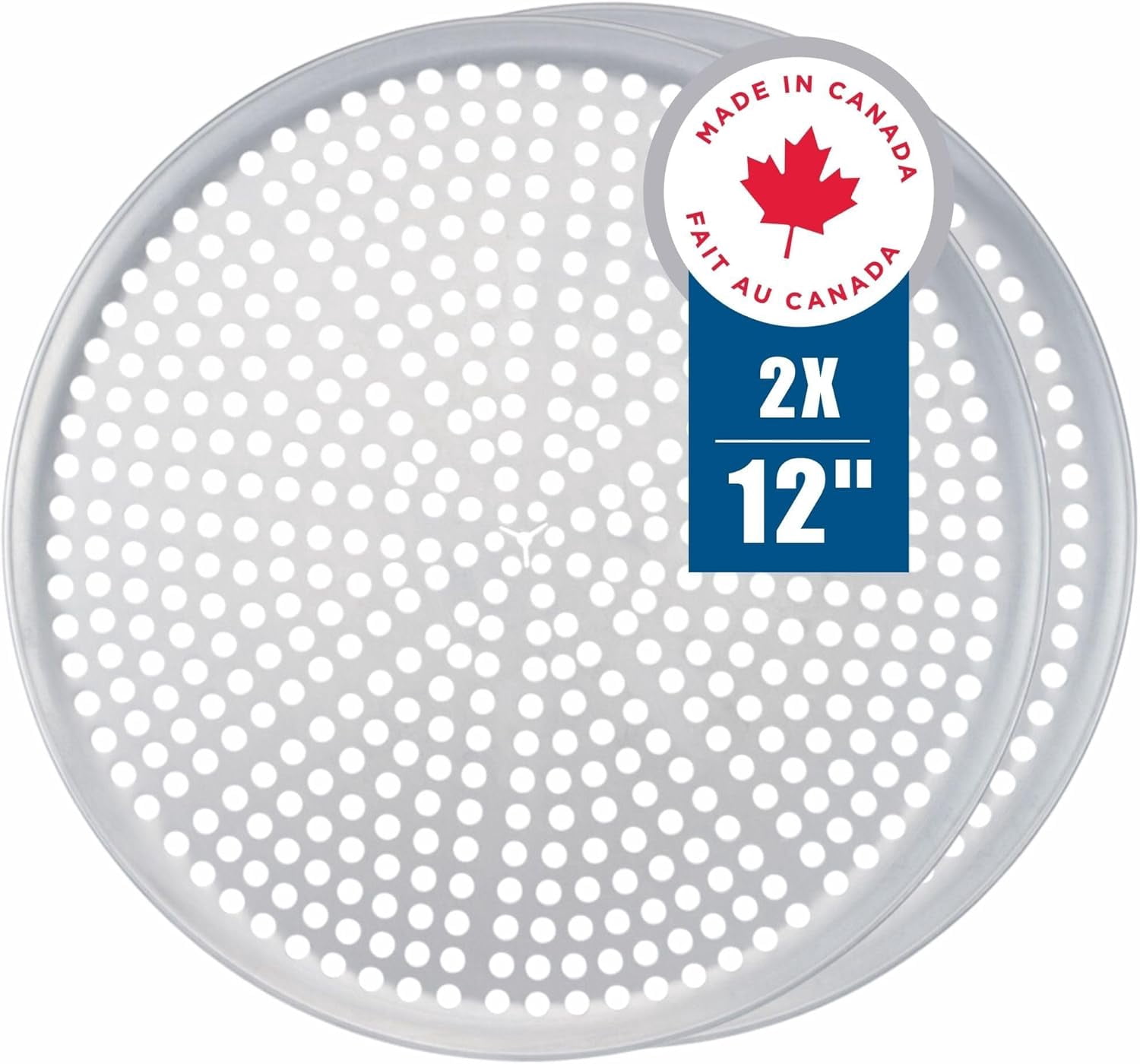 12 Inch Pizza Pan with Holes – 2 Pack, Perforated Aluminum Baking Pans ...