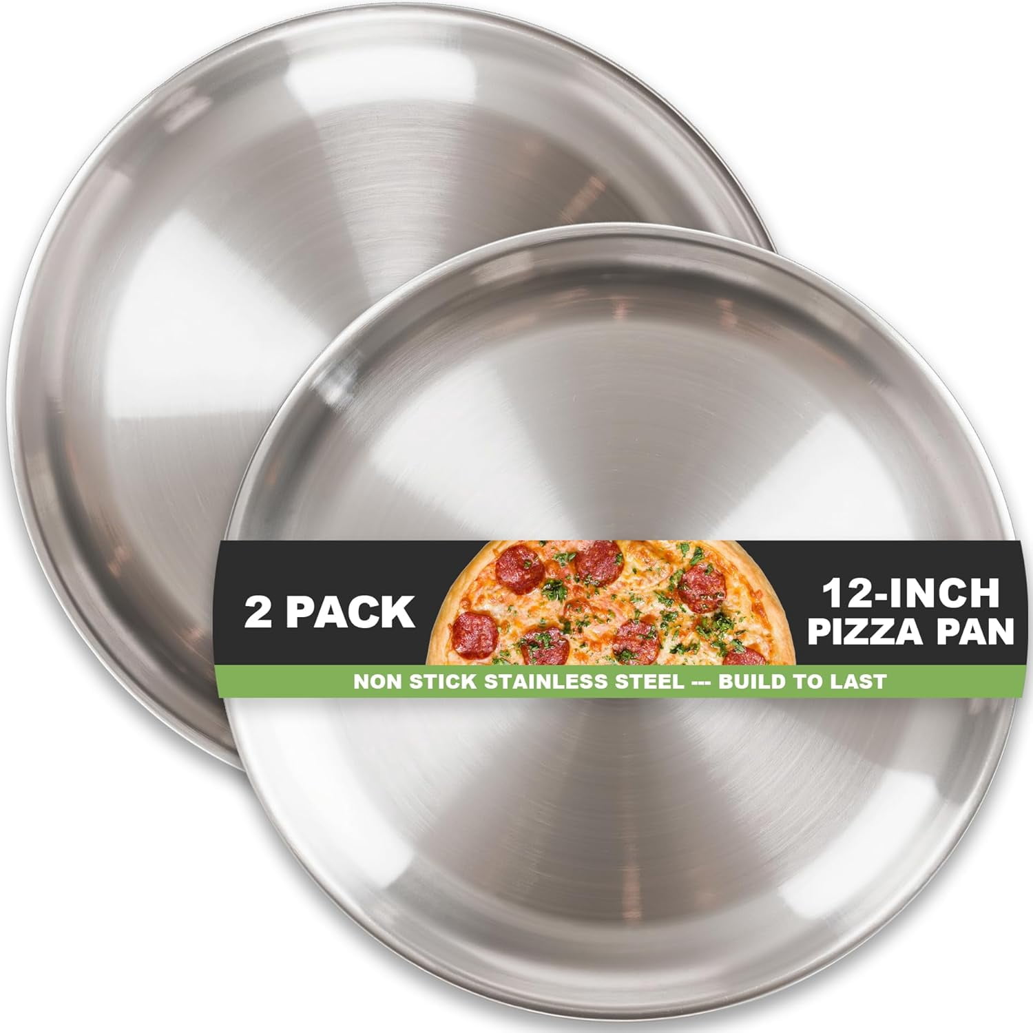 12 Inch Pizza Pan Set of 2, Pizza Pan for Oven Pizza Steel Pie Plate ...