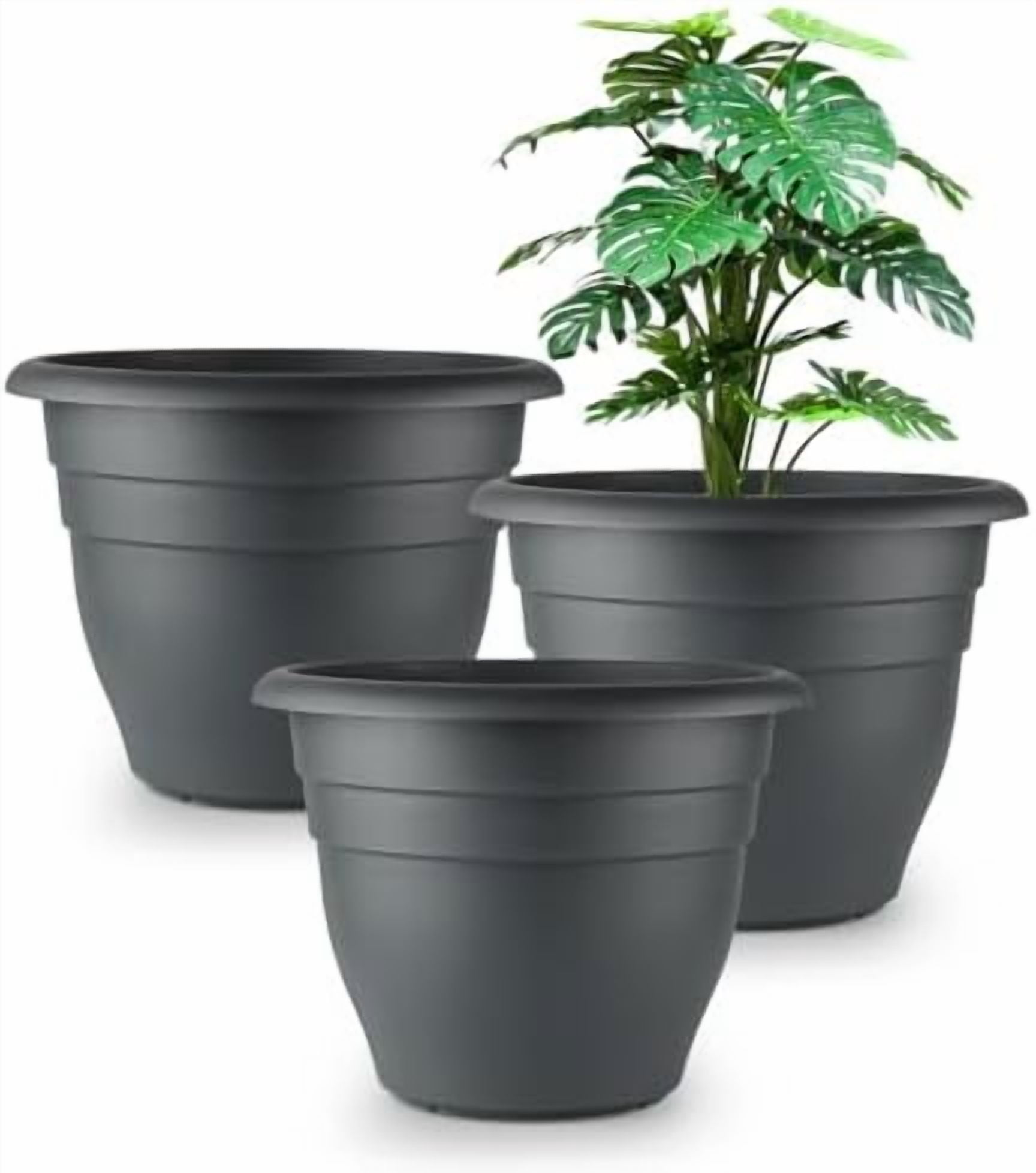 12 Inch Plant Pots, Large Planters for Outdoor Plants, Plastic Flower ...