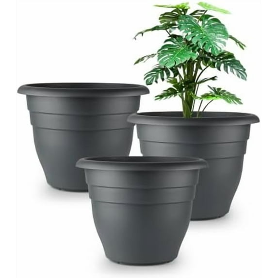 12 Inch Plant Pots, Large Planters for Outdoor Plants, Plastic Flower ...