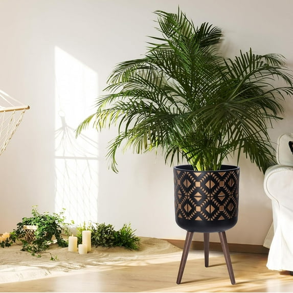 12 Inch Planter Pot with Stand, Mid-Century Tall Plant Pot with Legs ...